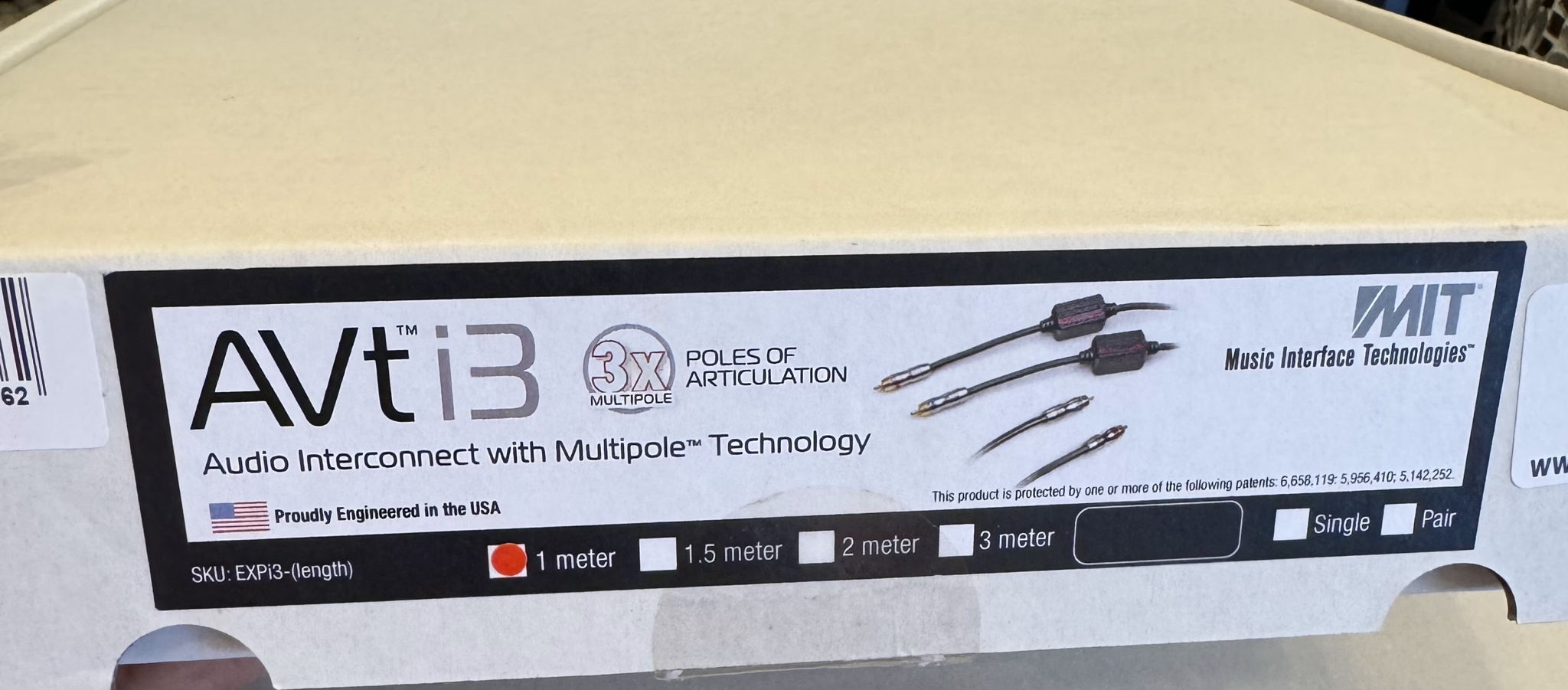 MIT AVt i3 1 meter Interconnects RCA to RCA For Sale | Audiogon