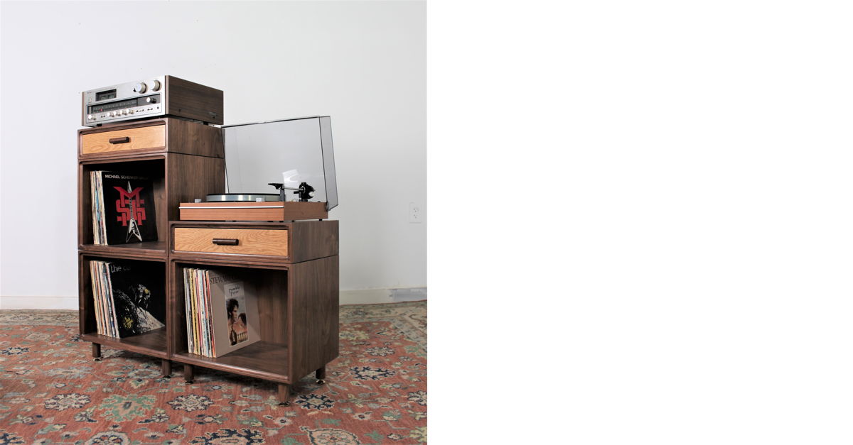 Modular solid walnut stackable record case... For Sale | Audiogon