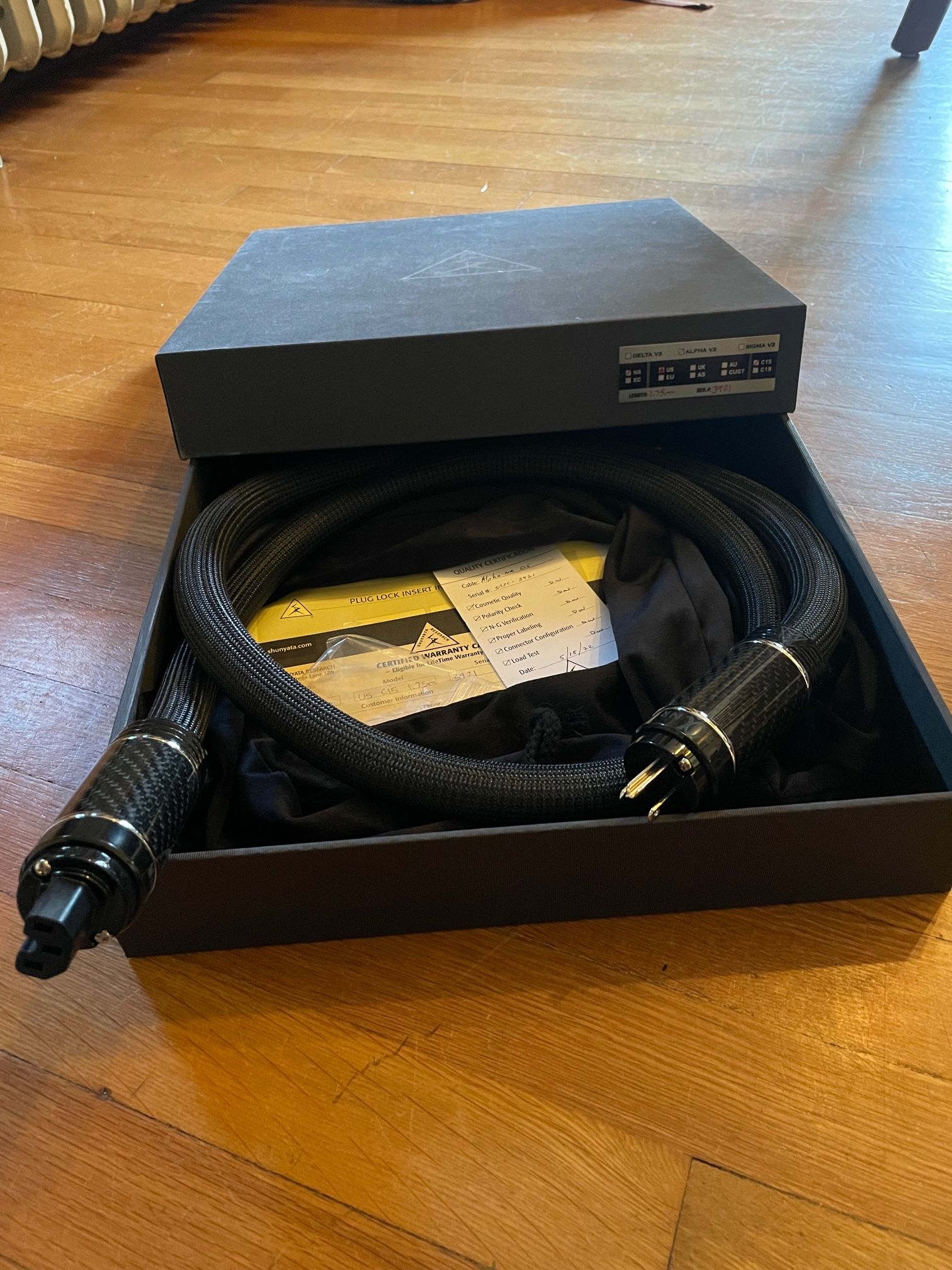 Shunyata Research Alpha V2 NR Power Cable For Sale | Audiogon
