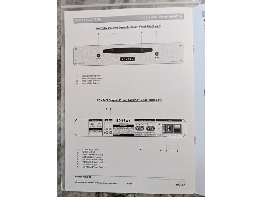 Roksan Caspian power amp For Sale | Audiogon
