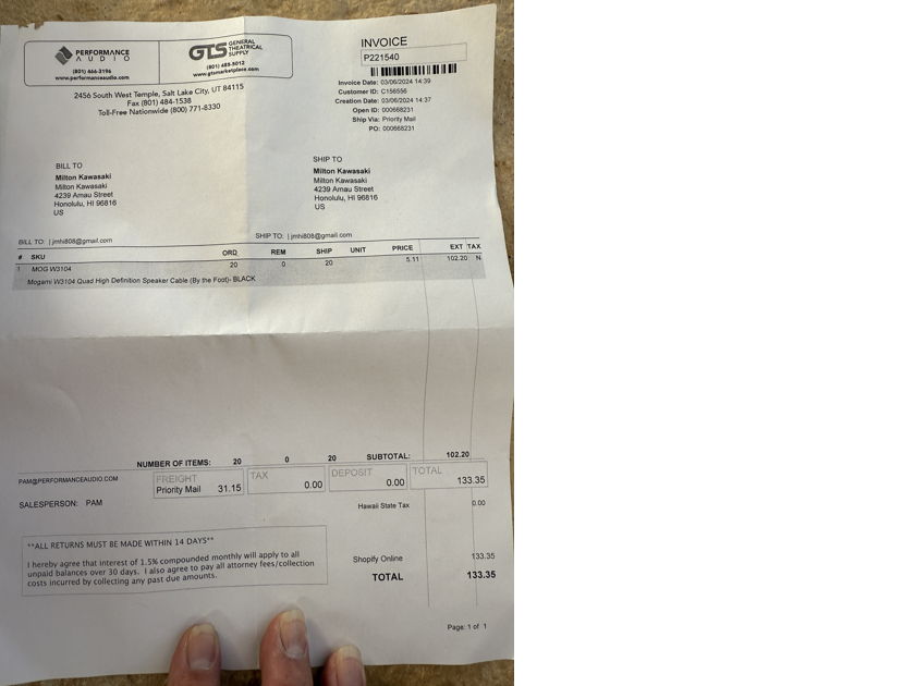 Mogami W3104 Quad High Definition Speaker ... For Sale | Audiogon