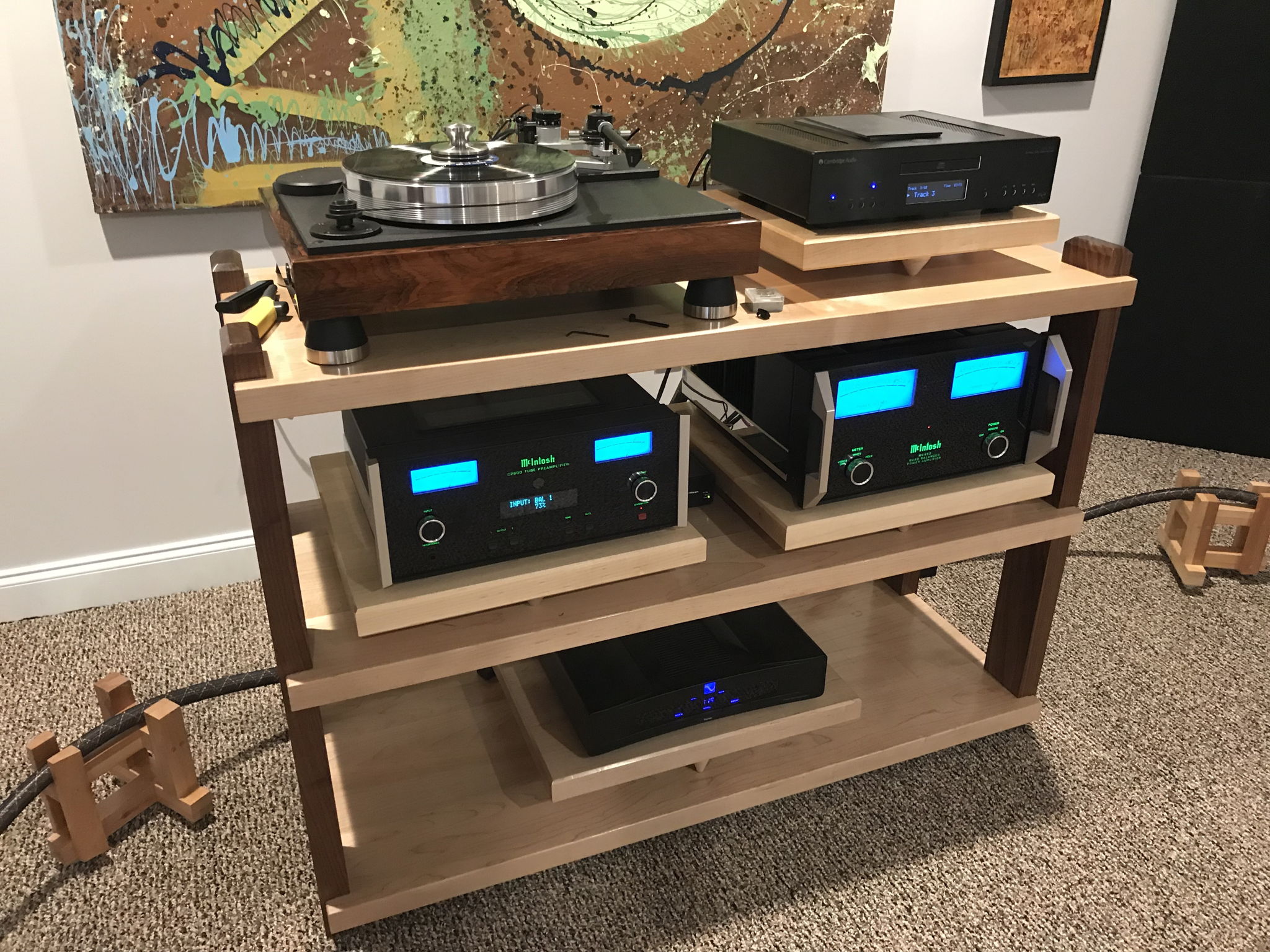 Custom Wood Racks & Stands 3 Shelf, Maple & Walnut | Cabinets, Racks ...