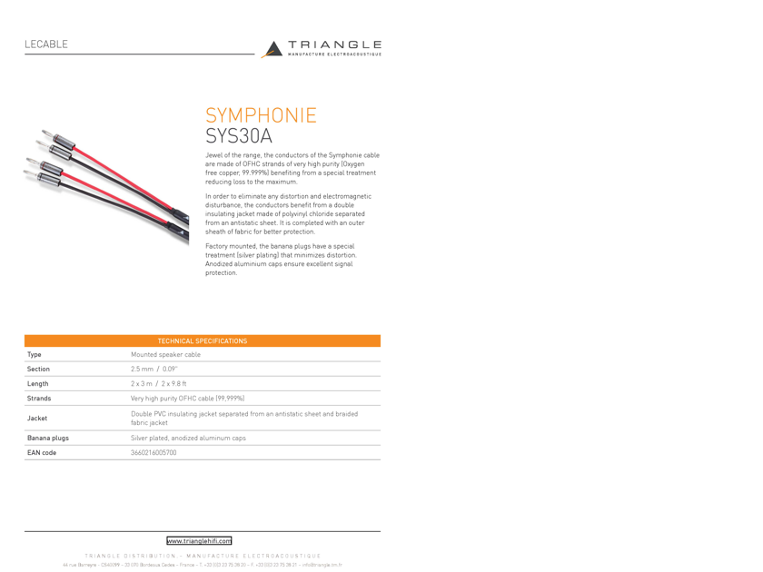 Triangle Le Cable Symphonie speaker cables... For Sale | Audiogon