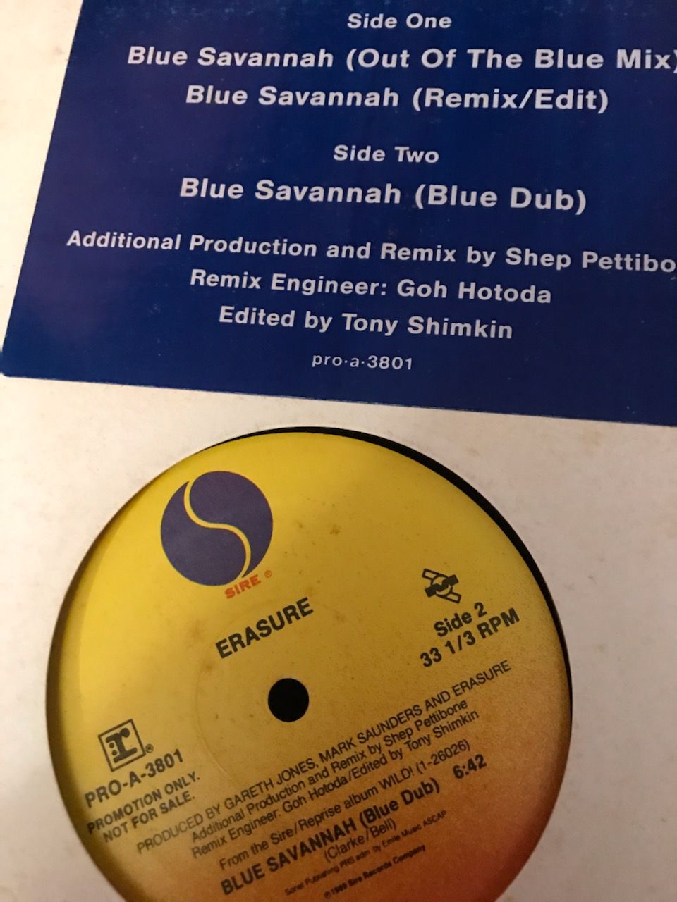 Erasure US Promo 12 3 Trk Blue Savannah E... For Sale | Audiogon